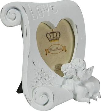 Biscottini International Bilderrahmen zum Aufstellen - L16xT4xH17 cm - Love Antik Weiß - Eleganz - Romantische Details