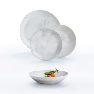 Luminarc SV TAV 18PZ VTR MARBLE-Q0216 18-teiliges Kochgeschirr-Set, Edelstahl, Mikrowellengeeignet, Spülmaschinenfest, Rund, Bräter, Bratpfanne