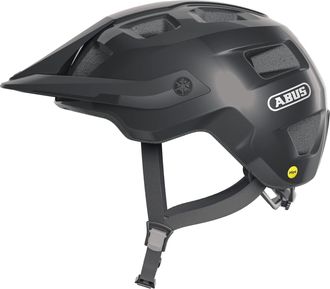ABUS MTB-Helm MoTrip MIPS - Fahrradhelm f&uuml;r einen sicheren Einstieg in den Mountainbikesport - mit Aufprallschutz - f&uuml;r Damen und Herren - Schwarz Gl&auml;nzend