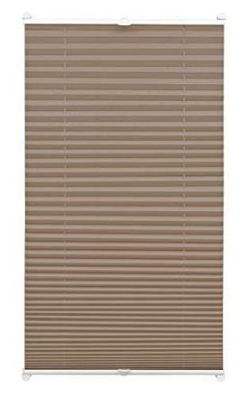 Gardinia EASYFIX Plissee ohne Bohren, Zum Klemmen, Blickdichtes Falt-Rollo, Inkl. Aller Montage-Teile, 2 Bedienschienen, Taupe, 65 x 130 cm