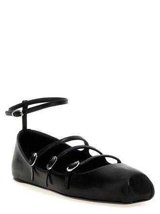 Alexander McQueen Multi-Strap Leather Ballet Flat - Black
