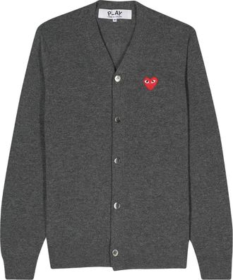 Comme Des Garçons cardigan en laine à patch coeur - Gris