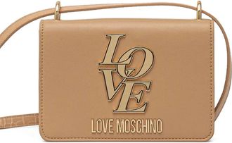Love Moschino petit sac à bandoulière à plaque logo - Marron