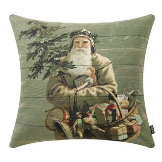 Generic Holzplanke, Grüner Weihnachtsmann Sofakissen Modern Kissenhülle Weich Dekokissenbezug Für Bett Schlafzimmer Hotel 45X45Cm