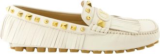 Valentino Garavani Femme, Chaussures, Blanc, Taille: 36 EU Mocassins &agrave; franges en cuir blanc