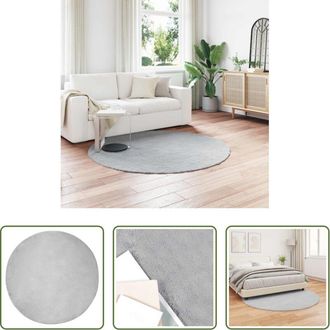 vidaXL Kaninchenfell Teppich - Rutschfester Kunstfellteppich Olite Grau &Oslash; 200 cm Polyester