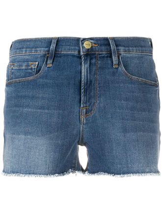 Frame Denim short en jean &agrave; bords francs - Bleu