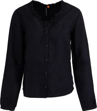 Ragwear Damen Langarm-Bluse Ione Blusenshirt mit Knopfleiste 2421-25017 Black (1010) XL
