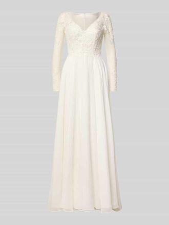 Luxuar Fashion Abendkleid mit Stitchings und V-Ausschnitt