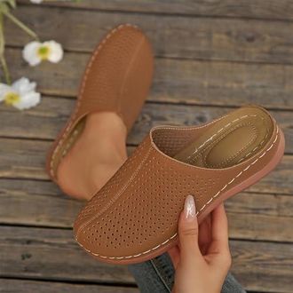 Generic Pantoufles compens&eacute;es respirantes &agrave; bout ferm&eacute; pour femme - Couleur unie - L&eacute;g&egrave;res - &Eacute;l&eacute;gantes - Confortables - Style d&eacute;contract&eacute; - Coupe large - Pant