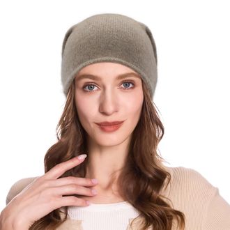 ZLYC Damen Winter Kaschmir Strickm&uuml;tze Slouchy Wolle Beanie(Einfarbig Hellbraun),Einheitsgr&ouml;&szlig;e