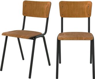 Rendez-Vous D&eacute;co Rendez-vous D&eacute;co - Lot de 2 chaises &eacute;colier empilables en bois fonc&eacute; - clem