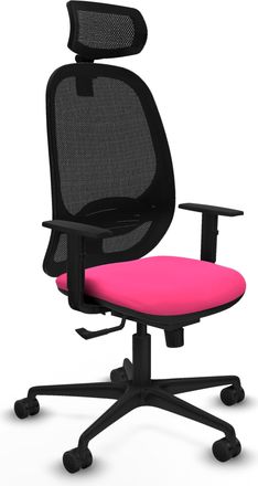 Piqueras y Crespo Computerstuhl Rosa Cilanco mit 1D-Armen, h&ouml;henverstellbare Lendenwirbelst&uuml;tze und h&ouml;henverstellbares Kopfteil in H&ouml;he und Neigung, Schwarz/Rosa