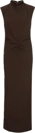 Rotate Rotate Birger Christensen, Femme, Robes, Brun, Taille: 40 FR Robe Midi Sans Manches