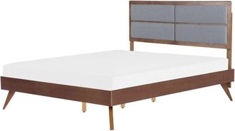 Beliani Beliani - Cadre de Lit 160 x 200 cm Tête de Lit Tissu Bois Frêne Foncé Gris Poissy