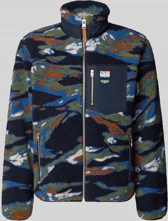 Superdry Fleecejacke im Allover-Look mit Stehkragen