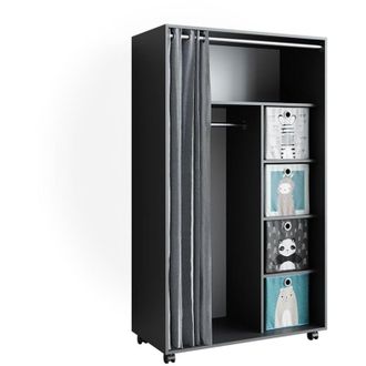 Vicco Kleiderschrank Doros, Grau, 100 x 168 cm offen, mit Rollen