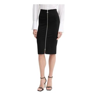Patrizia Pepe Jupe Midi Taille Haute Zipp&eacute;e - Femme - Jupes - Noir - Taille: 38 FR