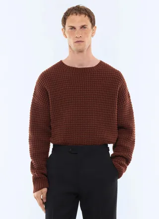 Fursac Pull col rond en laine gaufr&eacute;e - Taille XL - Homme