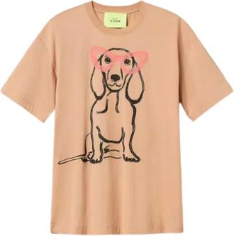 Twinset Femme, Tops, Beige, Taille: 36 FR T-shirt Graphique Actitude