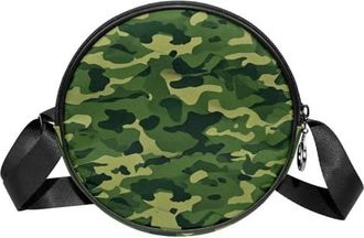 Generic Sac &agrave; bandouli&egrave;re Circle pour femme, petit sac &agrave; bandouli&egrave;re camouflage avec fermeture &eacute;clair, bretelles r&eacute;glables, sac &agrave; main rond d&eacute;contract&eacute; pour f