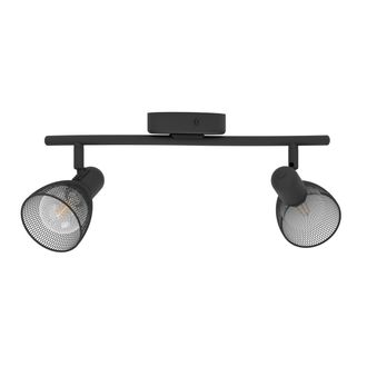 Eglo Deckenlampe Carovigno, 2 flammige Deckenleuchte, Klassisch, Minimalismus, Deckenstrahler aus Stahl, Wohnzimmerlampe in Schwarz, K&uuml;chenlampe, Spots mit