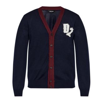 Dsquared2 Woll-Strickjacke mit Logo - - Knitwear - Herren - Blau - 3XL