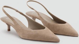 Mango Escarpin en daim &agrave; talon kitten sable - Femme - 35 - MANGO