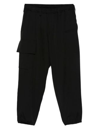 Yohji Yamamoto pantalon cargo à taille élastiquée - Noir