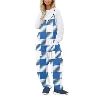 Generic Combinaison d&eacute;t&eacute; respirante pour femme - Salopette pour femme - Patchwork bloc de couleurs - Combinaison sans manches avec grandes poches - Grenouill&egrave;
