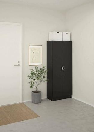 Dmora Schuhschrank Oceane, Schuhregal, Mehrzweck-Eingangsgarderobe, M&ouml;bel f&uuml;r Schuhe, 69x35 h170 cm, Schwarz