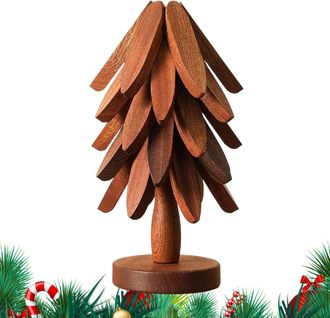 Generic Wood Trivet Tree - Wooden Heat-Resistant Coaster Set, Christmas Tree-Shaped Wooden Trivets with Foldable Stand | 4-Piece Kitchen Coaster Set for Hot D
