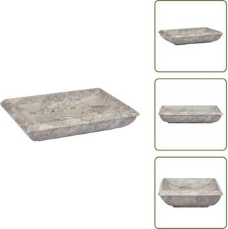 vidaXL Vidaxl - Waschbecken Grau 50x35x10 cm Marmor - Waschbecken - Marmor Waschen - Badezimmer Dekoration - Handgefertigtes Waschbecken - Graues Waschbecken