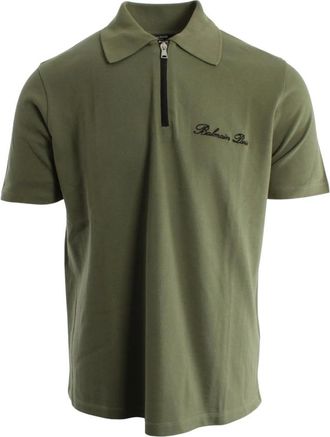 Balmain Homme, Tops, Vert, Taille: M Polo &agrave; Manches Courtes avec Broderie