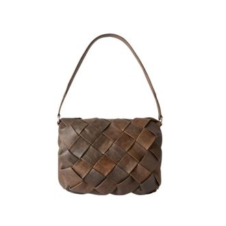 Malababa Femme, Sacs, Brun, Taille: ONE Size Sac Carr&eacute; en Cuir avec Panneau Tress&eacute;