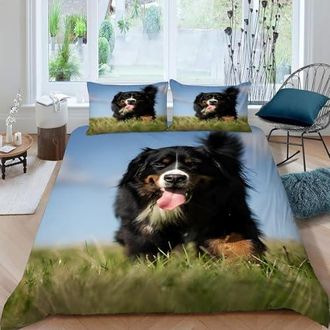 Generic Housse de Couette 240x260 Bouvier Bernois Parure de Lit 2 Personnes Chien de Compagnie Imprim&eacute;e 3D Microfibre Literie Set 3 Pi&egrave;ces avec Housses Couett