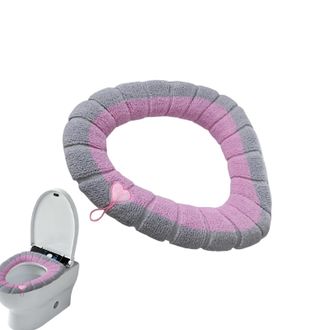 Generic Weicher Toilettensitzbezug - waschbares Stoffkissen, Pl&uuml;sch-Badezimmerzubeh&ouml;r, Abnehmbarer Toilettendeckelbezug, Zuhause, Hotel, Toilette, Haushaltsko