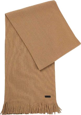 HUGO BOSS Albas Schal f&uuml;r Herren, Logo, Schurwolle (Beige)