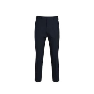 PT01 Pantalon droit &agrave; plis en laine vierge m&eacute;lang&eacute;e