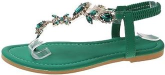 Generico Sandales dété confortables bohème élégantes pour femme avec pierres respirantes et décontractées Chaussures plates antidérapantes bout ouvert Fleur Ma