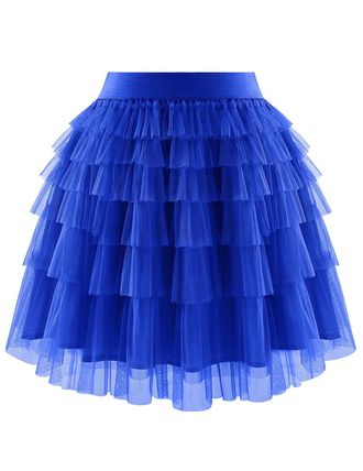 Bbonlinedress Damen Tutu T&uuml;llrock dunkelblau Petticoat Unterrock Cosplay mini Rock Kurz Tanzrock T&uuml;ll Ballett Kost&uuml;me Karneval Fastnacht Fasching Royal Blue XL