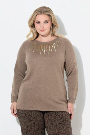 Miamoda Strickpullover Pullover Pailletten Raglan-Langarm