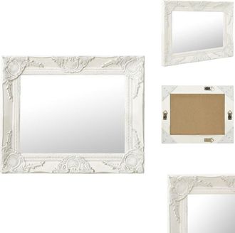 vidaXL Vidaxl - Miroir mural style baroque 50x40 cm Blanc - Miroir Mural - Miroir Baroque - Miroir Vintage - Décoration Murale - Miroir Salle De Bain
