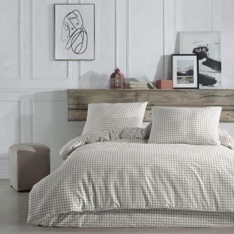 TERRE DE NUIT Parure de lit Vichy 260x240 Beige