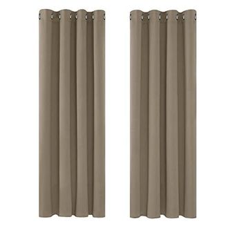 Deconovo Rideaux Occultants Isolant Thermique Anti Froid, Design Moderne &agrave; Oeillets, Rideaux pour Salon et Chambre, 117x160 CM (Largeur x Hauteur), Taupe, 2 Pi
