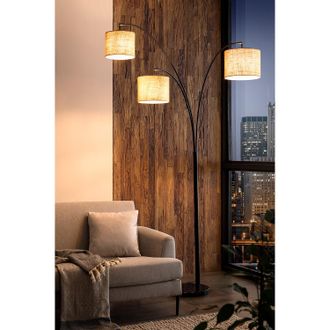 Salesfever home24 Stehleuchte Virum 35 x 220 x 106cm Braun Mischgewebe E14