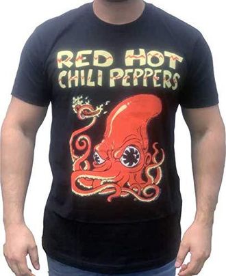 Red Hot Chili Peppers T- Shirt Officiel Fire Squid Taille, Noir, L Homme