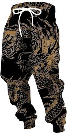 Keephen Pantalon de Jogging pour Hommes Dragon Imprim&eacute; en 3D Graphic Sport Pantalon de Jogging Pantalon de Fantaisie d&eacute;contract&eacute; avec Poches