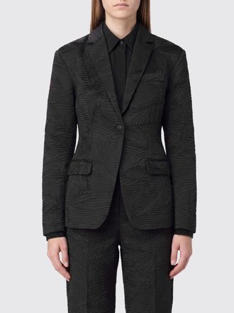 Ulla Johnson Blazer court droit en tissu pliss&eacute; avec revers en pointe