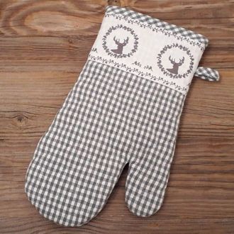 Matches 21 matches21 Topfhandschuh Ofenhandschuh Landhaus Premium RESI mit Hirsch Motiv & kariert Hitzeschutz Handschuh - in Grau